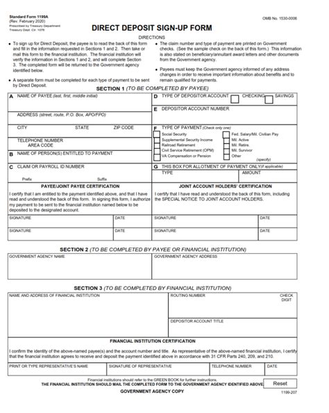 Sf 1199a Form Direct Deposit Sign Up Form Sf Forms