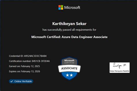Im Thrilled To Share That I Have Officially Earned The Microsoft Certified Azure Data Engineer