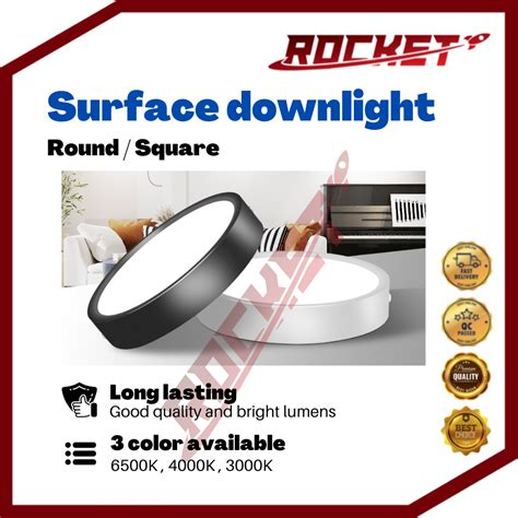 Led Surface Downlight Mounted Ceiling Light 6500k Daylight Lampu Siling Home Lighting White 12w