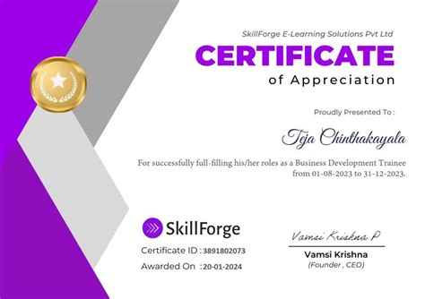 Certificateofappreciation Businessdevelopment Growth Learning