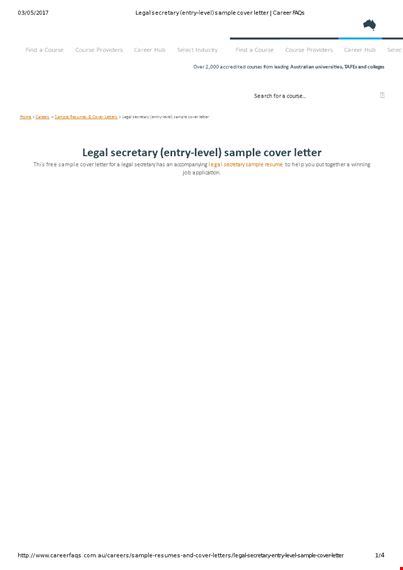 Legal Secretary Cover Letter
