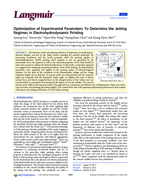 Pdf Optimization Of Experimental Parameters To Determine The Jetting