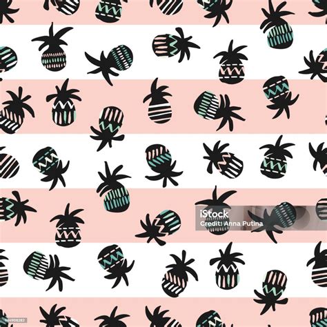 Ilustración De Piñas De Color Rosas Y Negro Vector De Patrones Sin