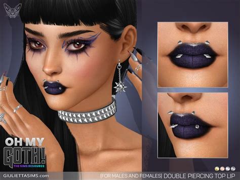 Sims 4 — Oh My Goth Double Piercing Top Lip By Feyona — Double Spiked Piercing Top Lip Comes