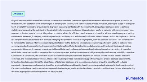 Solved Comparison Between Different Schemes Of Complete Denture Occlusion Balanced Occlusion