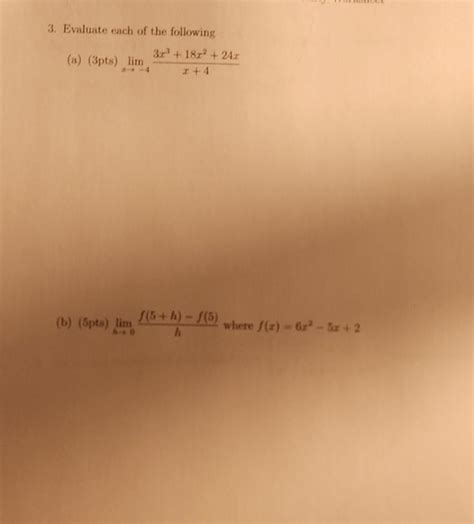 solved 3 evaluate each of the following a 3pts