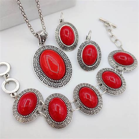 Комплект бижутерии с цветными вставками NBE-0006-red ⋆ 1189 р.⋆ Jewel ...