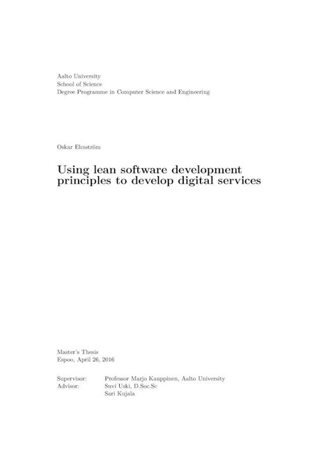 pdf using lean software development principles to develop · lean