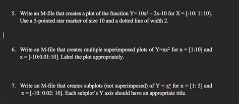 Solved 5 Write An M File That Creates A Plot Of The
