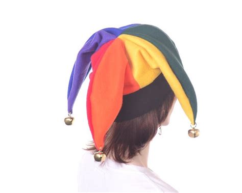 Rainbow Jester Hat With Bells Harlequin Party Cap Mardi Gras Etsy