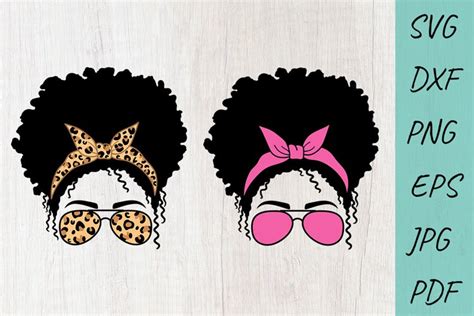 Mom Life Svg Afro Women Svg Mom Messy Bun Leopard Print