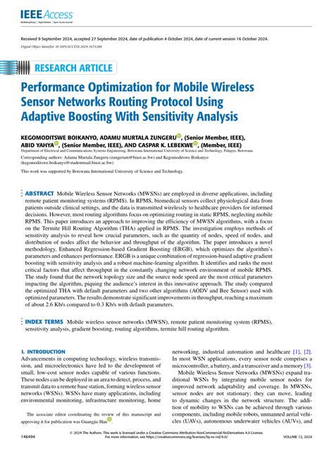 PDF Performance Optimization For Mobile Wireless Sensor Networks