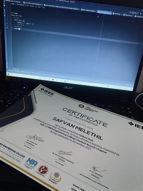 safvan melethil on linkedin internship python ieee ieeecs