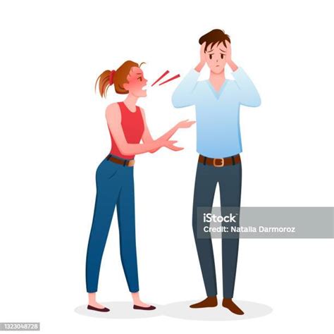 가족 사람들 다툼 성난 여자 말다툼 갈등에서 남자 남편과 아내에 대한 비난 숨 막힘에 대한 스톡 벡터 아트 및 기타 이미지