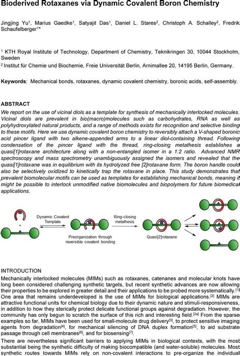 Bioderived Rotaxanes Via Dynamic Covalent Boron Chemistry Organic Chemistry Chemrxiv