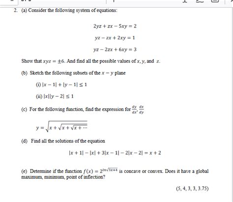 Solved A Consider The Following System Of Equations Chegg