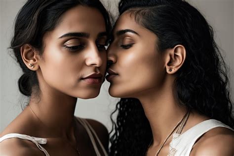 Premium Photo Tender Kissing Indian Young Women Generative Ai