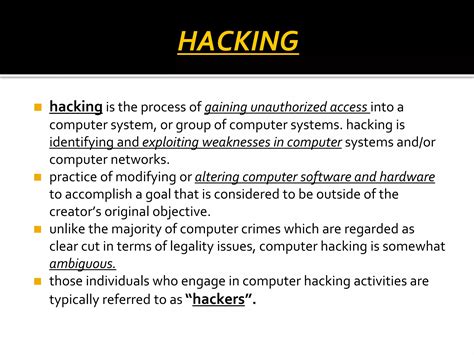 Computer Ethics Hacking Ppt