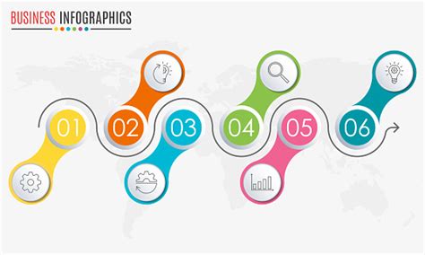 6 단계 인포 그래픽 디자인 다이어그램 그래프 및 차트용 템플릿입니다 6 레벨 옵션 원타임 디자인 비즈니스 프레젠테이션 개념입니다 벡터 그림입니다 6에 대한 스톡 벡터 아트