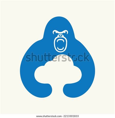 Gorilla Cloud Logo Negative Space Concept Stock Vector Royalty Free
