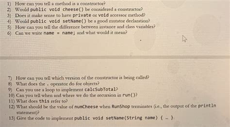 Solved How Can You Tell A Method Is A Constructor Chegg