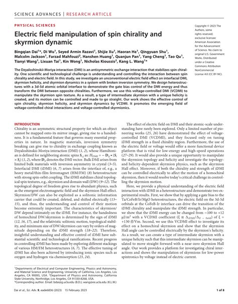 Pdf Electric Field Manipulation Of Spin Chirality And Skyrmion Dynamic