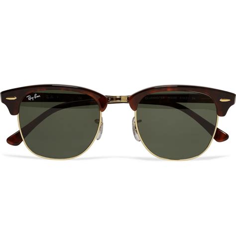 Ray Ban Clubmaster Acetate And Gold Tone Sunglasses Tortoiseshell