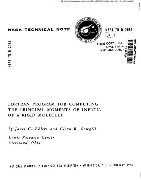 pdf fortran program for computing the principal moments of inertia of