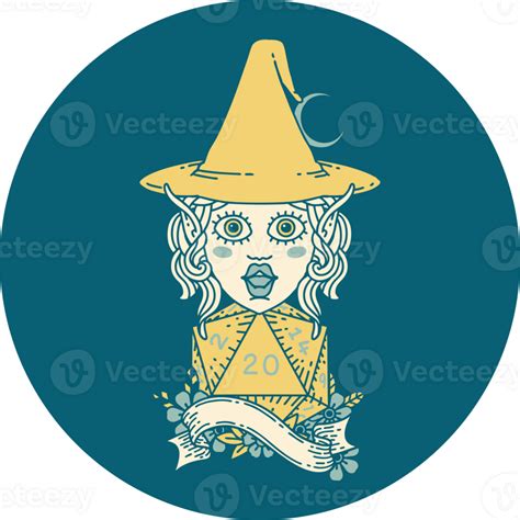 Elf Mage Character With Natural Twenty Dice Roll Illustration 43396306 Png