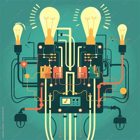 Illustration Of A Complex Electrical Circuit With Light Bulbs And