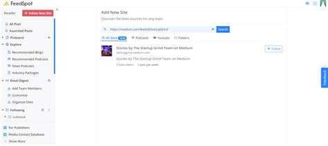 How To Addfollow Rss Feeds For Medium Feedspot Documentation