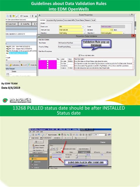 Guideline About Data Validation Rules Into Edm Openwells Pdf Borehole
