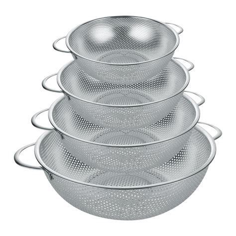Wopplxy Stainless Steel Colander Set Of 4 Micro Perforated Metal