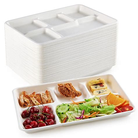 Buy ECOLipak 100 Compostable 5 Compartment Plates 100 Pack