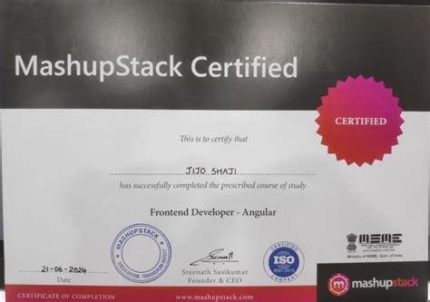 Jijo Shaji On Linkedin Certification Frontenddevelopment Angular
