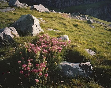 푸른 언덕 옆에 있는 바위 계절 꽃 낮 배경 일러스트 및 사진 무료 다운로드 Pngtree