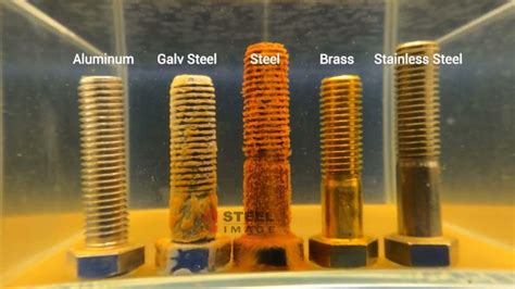 Aluminum Zinc Steel Brass And Stainless Steel Corroding In Water