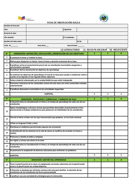 Proyecto Ficha De Observación Áulica Pdf Maestros Cambio