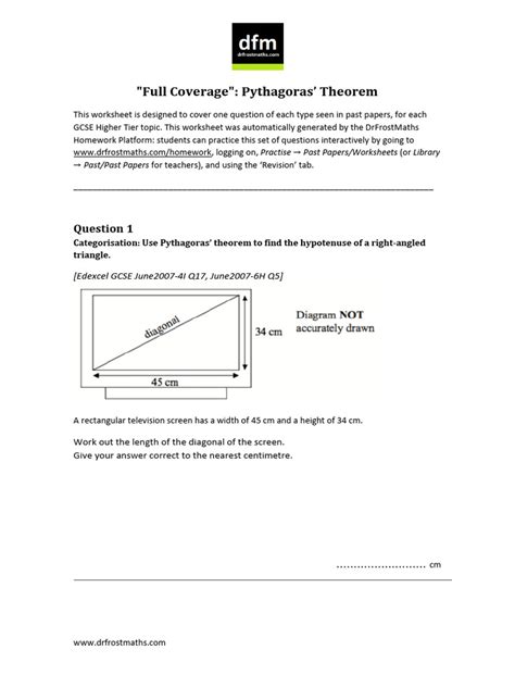 Pythagoras Homework Pdf Triangle Rectangle