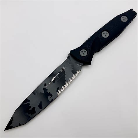 Microtech Socom Alpha Tanto Urban Camo Partial Serrated Signature Seri