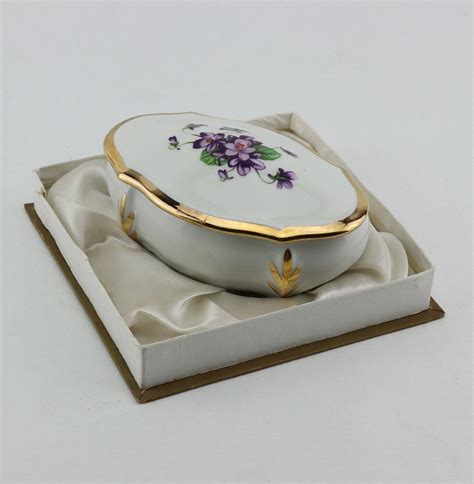 Vintage French Porcelain Box Flower Box Antique Trinket Box