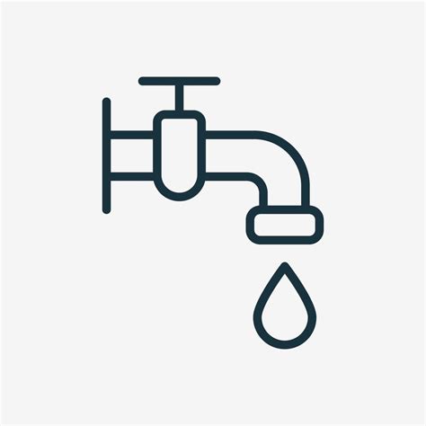 Water Tap With Classic Valve Linear Icon Faucet And Drop Of Water Line Pictogram Bathroom