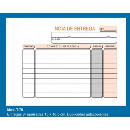 Talonario de entrega Loan T79 duplicado autocopiativo tamaño 1 8