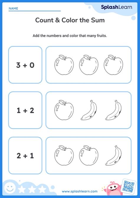 Color Fruits Sum 3 Worksheet
