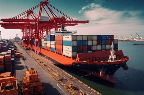 Premium AI Image Efficient Cargo Handling Container Ship Loading And