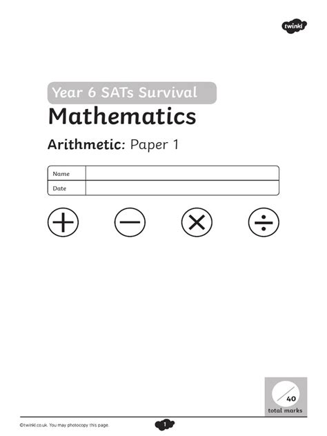 Arithmetic Paper 1 Pdf Office Equipment Teaching Mathematics