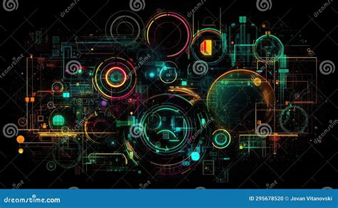A Series Of Complex Interlocking Geometric Shapes Of Circles Stock Illustration Illustration