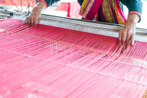Premium Photo Close Up Of Female Weaving Cotton