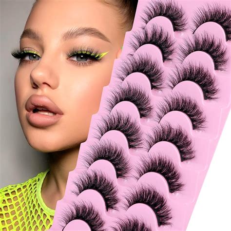 Amazon False Eyelashes Fluffy Mink Lashes Natural Look 14mm Wispy
