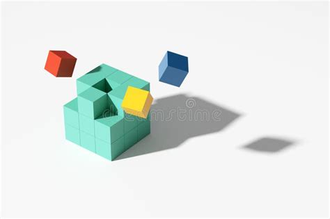 Colorful Cubes Falling Into Place Completing A Modular Structure Stock Illustration